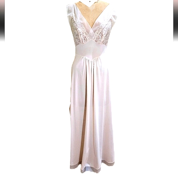 Vintage | Dresses | Vintage Lace Dress Chemise Palest Pink Sheer ...